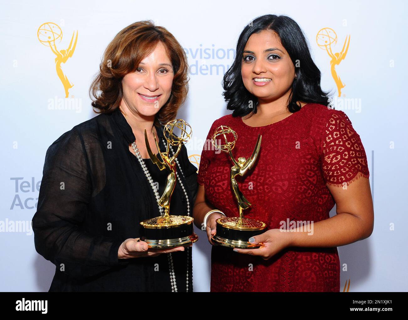 Members of KCET, Val Zavala, left, and Lata Pandya poses for a portrait ...