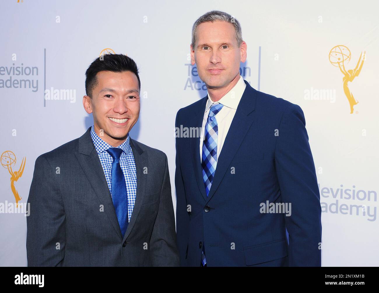 Viet Hoang, left, and Stephen Rebori arrive at the 67th Los Angeles ...