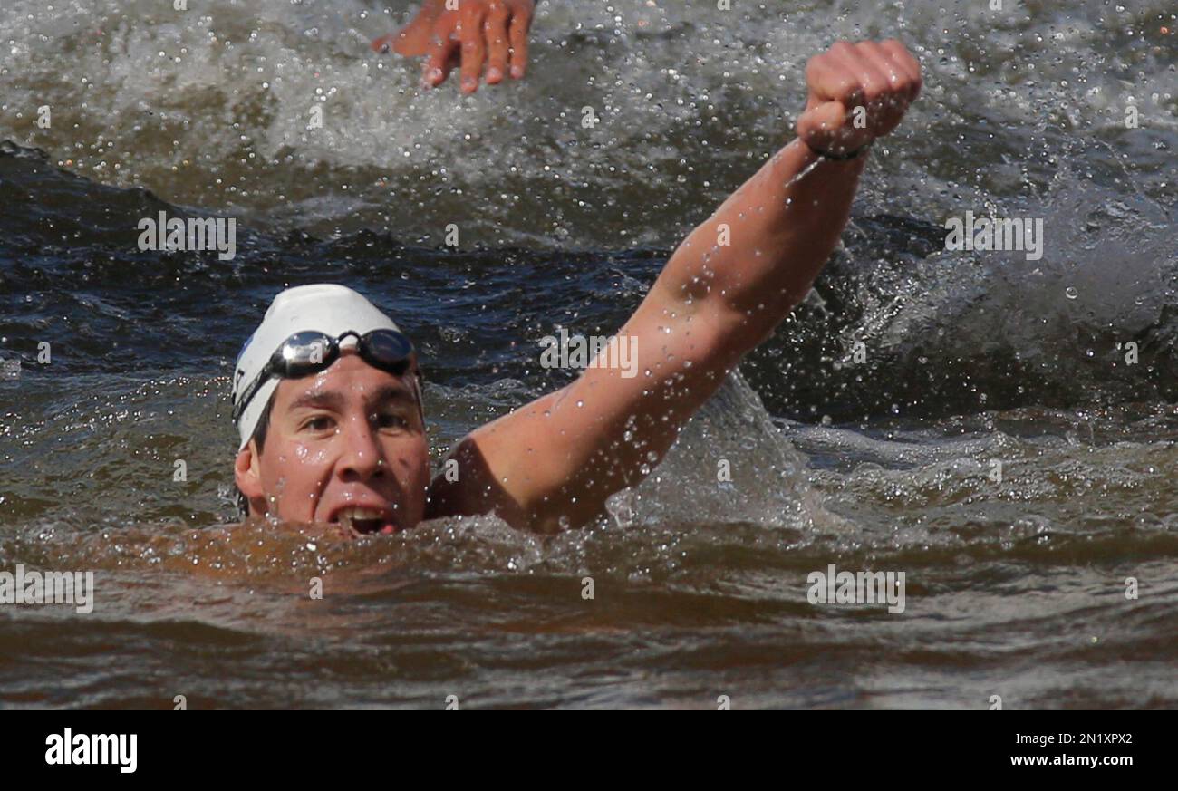 South Africa's Chad Ho celebrates winning the gold medal after ...