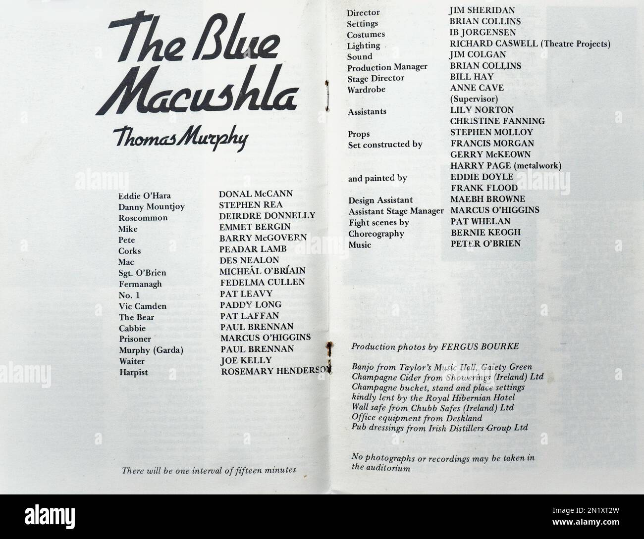 The cast list for the 1980 production of The Blue Macushla, by Thomas ...
