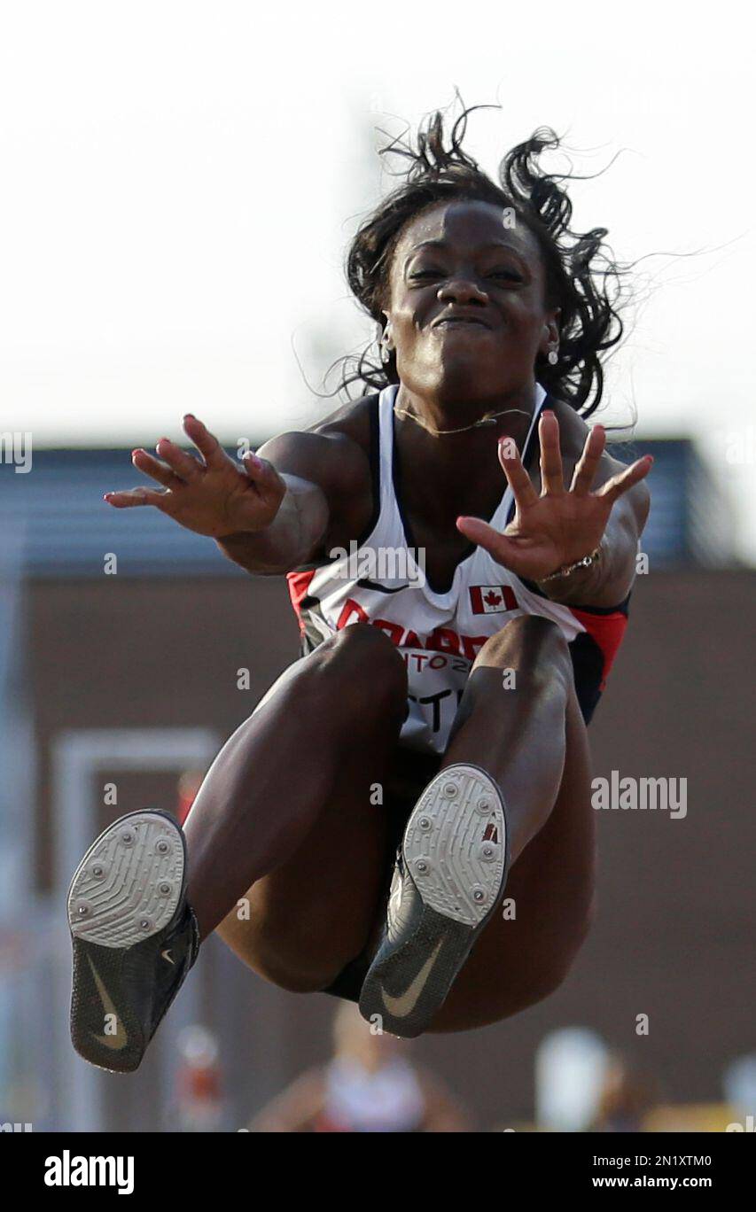 Canada's Christabel Nettey competes in the women's long jump during the ...