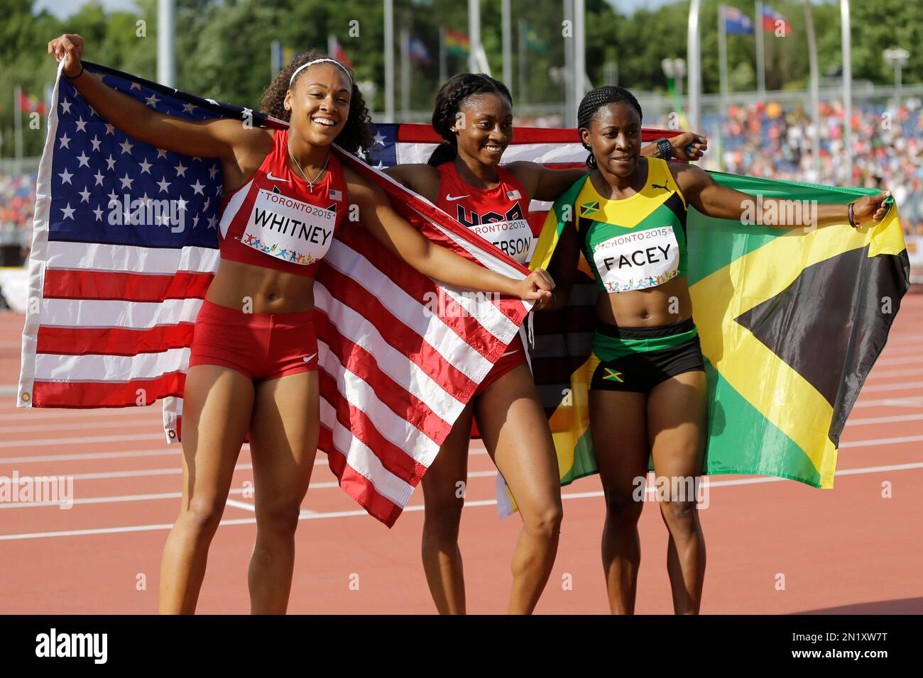 From left to right, USA's Kaylin Whitney, USA's Kyra Jefferson and ...