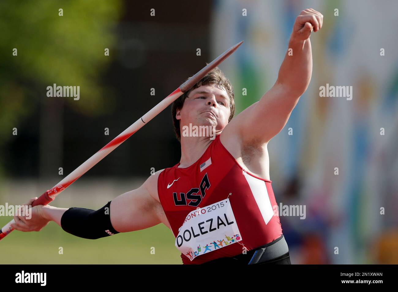 USA's Riley Dolezal competes in the javelin throw final during the Pan ...