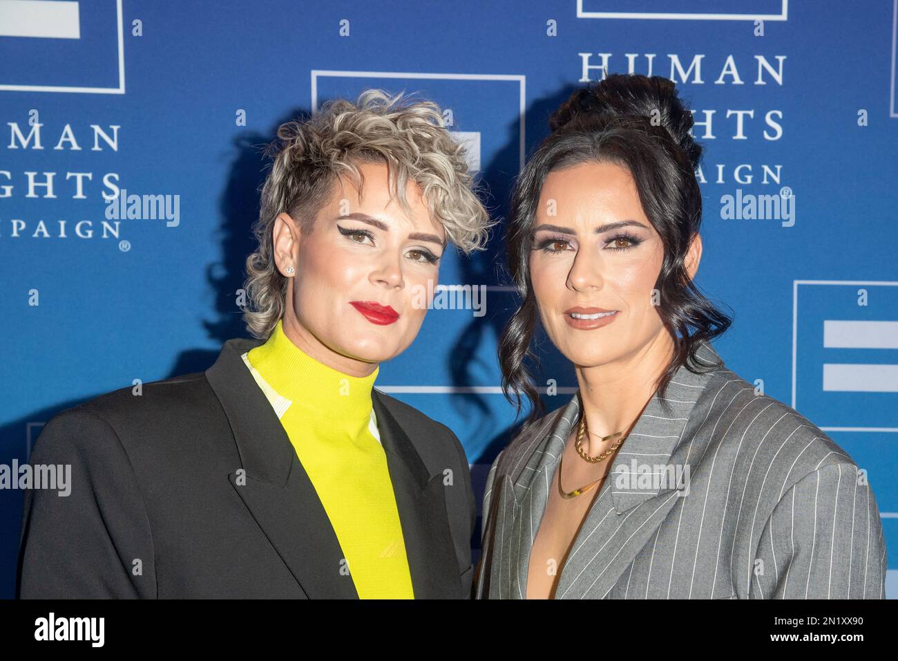 Ashlyn Harris and Ali Krieger attend Human Rights Campaign 2023 Greater ...
