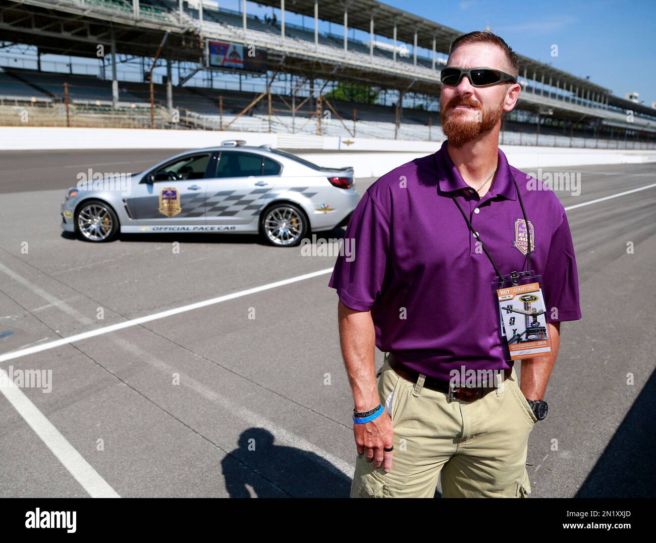 Jeff Kyle looks down pit lane following practice for the NASCAR ...