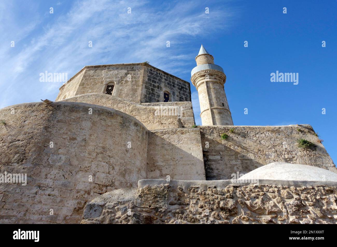 Djami Kabir Mosque, Paphos, Cyprus photographed from frog's eye view ...