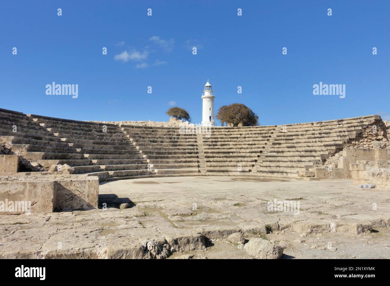 Odeon Amphitheatre And The Lighthouse. Paphos, Cyprus. This is an ...