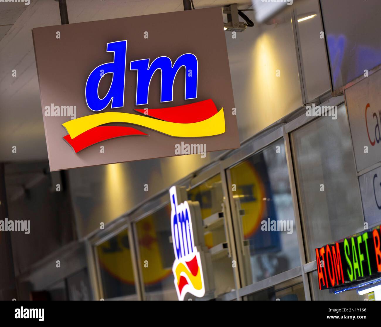 Berlin, Germany. 06th Feb, 2023. An illuminated logo of the drugstore ...