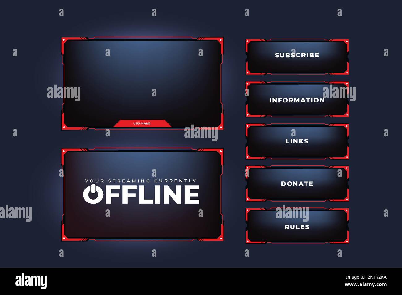 Simple broadcast frame design with red color and dark background ...