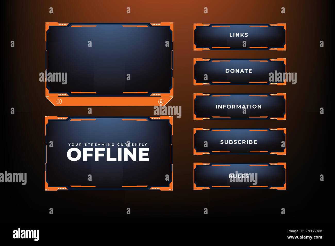 Gaming overlay vector with orange and dark color shapes. Streaming ... Gaming overlay vector with orange and dark color shapes. Streaming ...