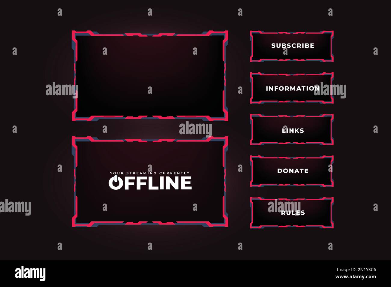 Live gaming broadcast frame with digital shapes for gamers. Dark ...