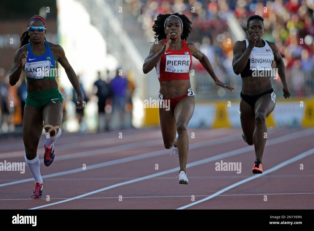 Barbara Pierre of the United States, center, Brazil's Rosangela Santos ...