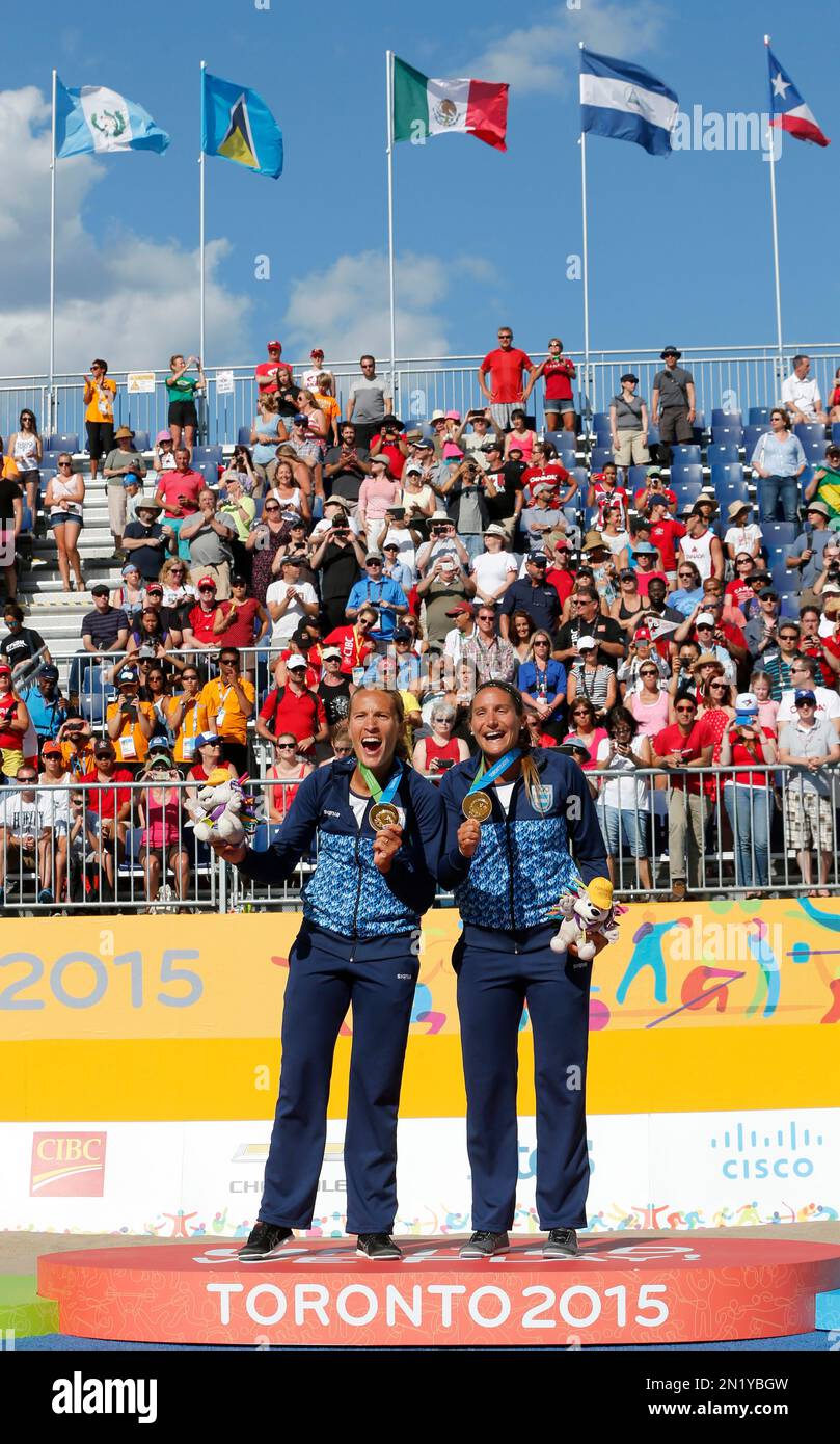 Argentina's Ana Gallay, left, and Georgina Klug pose for photographers ...