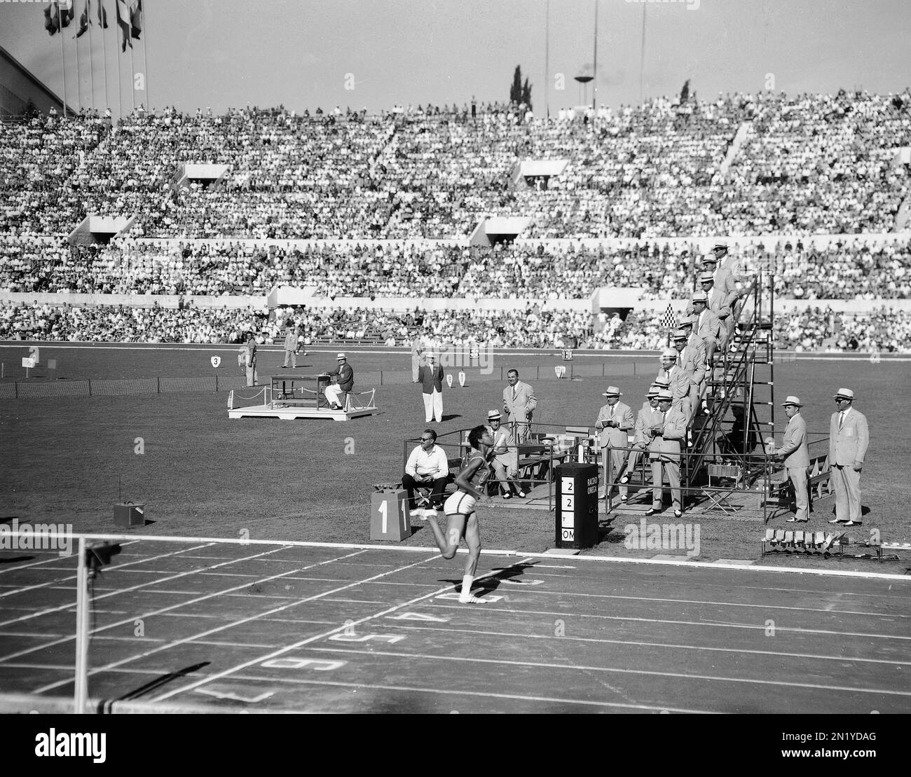 The U.S.'s Wilma Rudolph finishes comfortably ahead to win the second ...