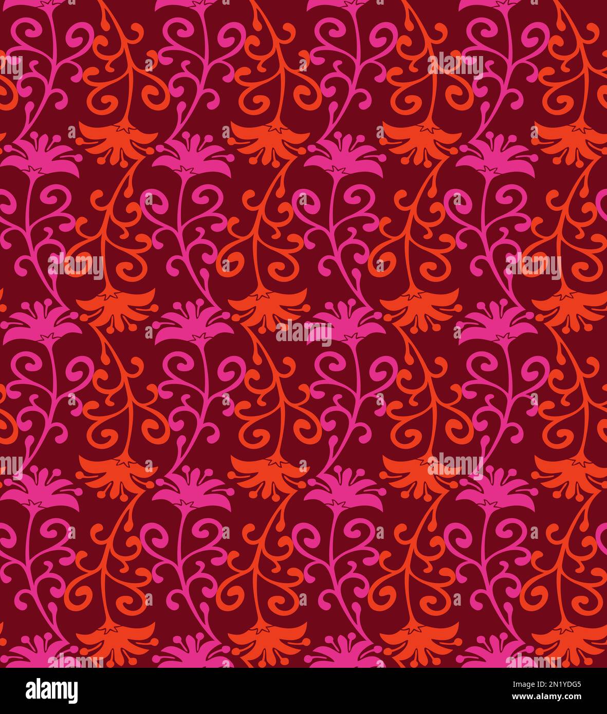 Seamless pattern with floral motifs in 3 colors Stock Photo - Alamy