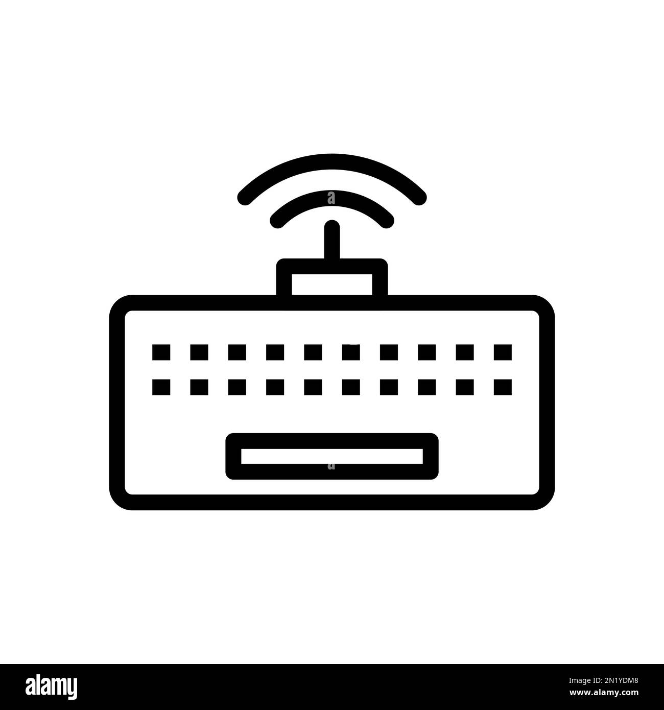 Wireless keyboard icon line isolated on white background. Black flat ...