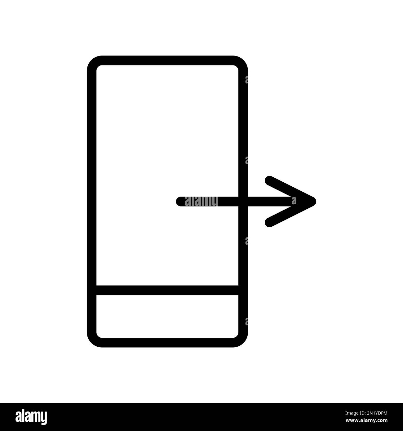 Export data from phone icon line isolated on white background. Black ...