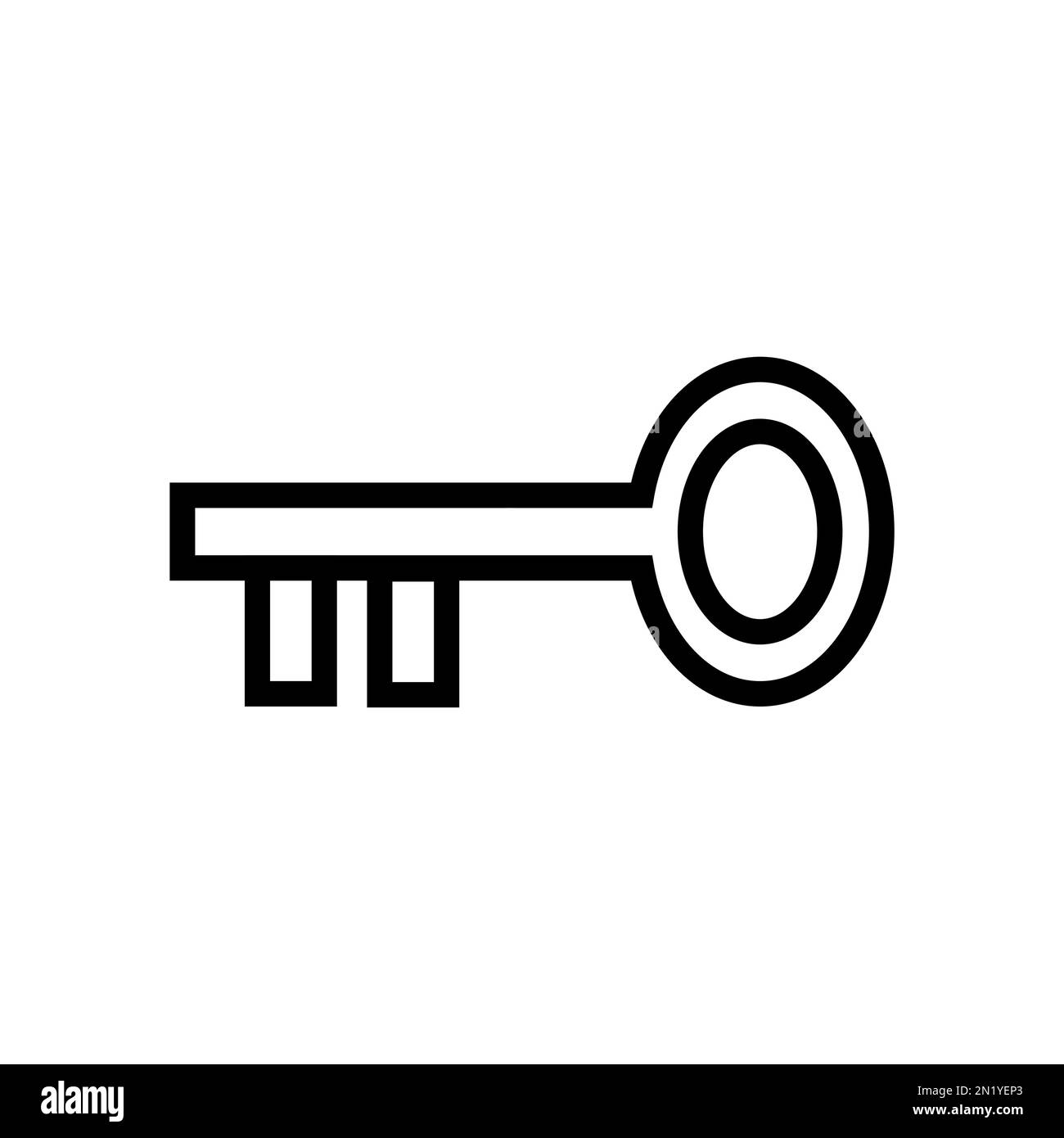 Retro key icon line isolated on white background. Black flat thin icon ...