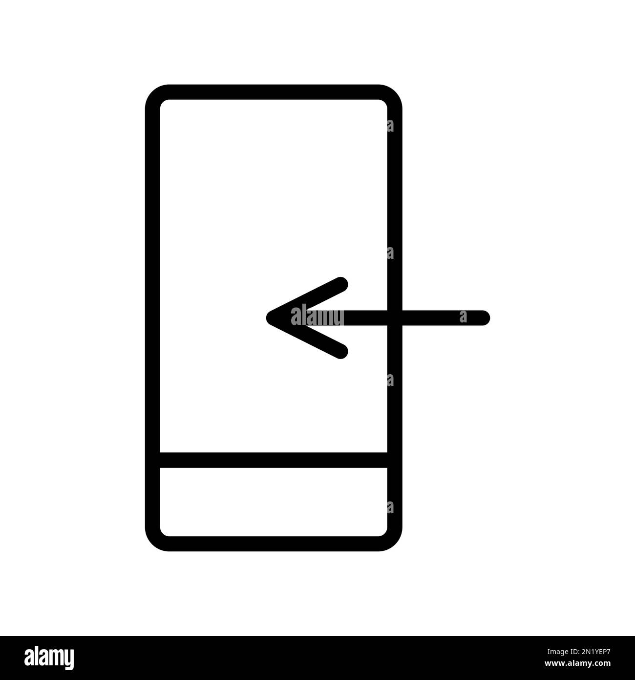 Import data to phone icon line isolated on white background. Black flat ...