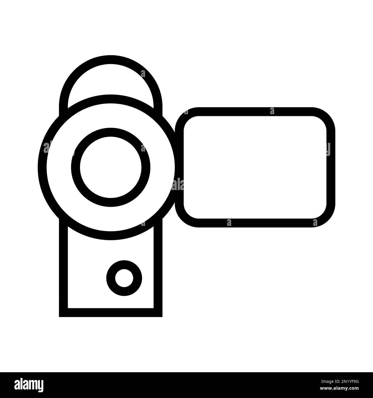 Digital camera icon line isolated on white background. Black flat thin ...