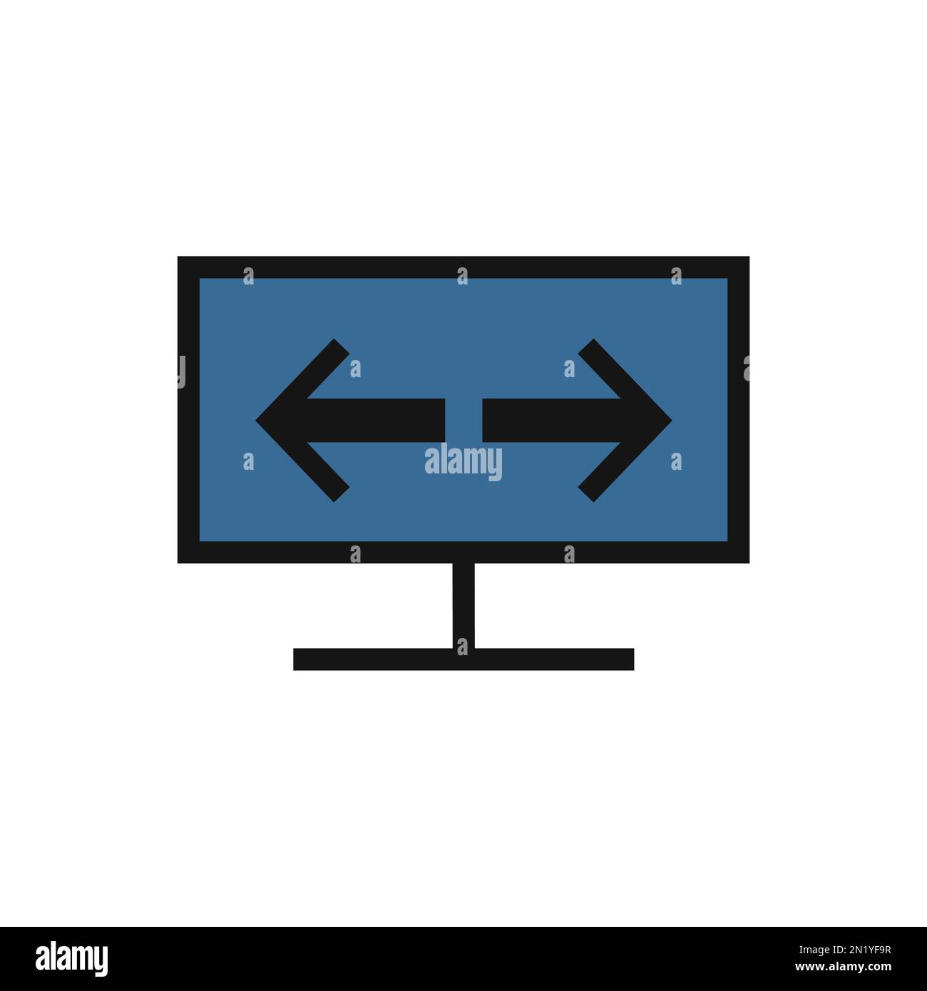 Wide screen line icon isolated on white background. Black flat thin ...