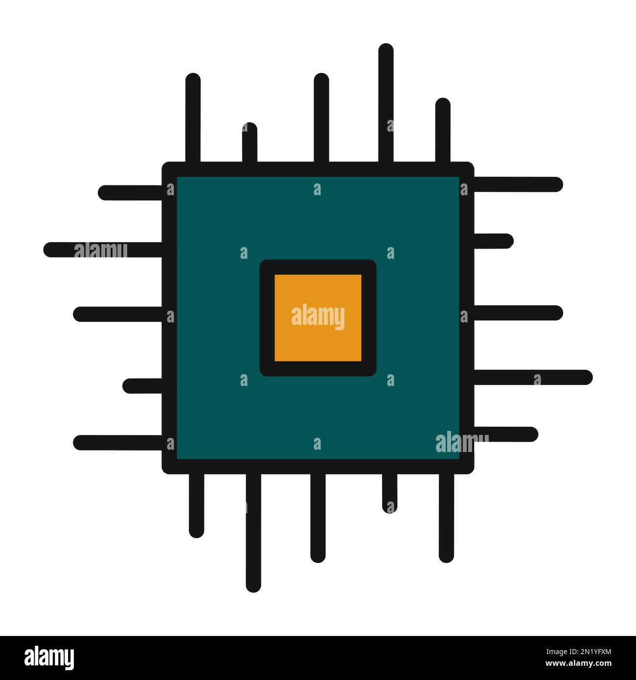 CPU Chip line icon isolated on white background. Black flat thin icon on modern outline style ...