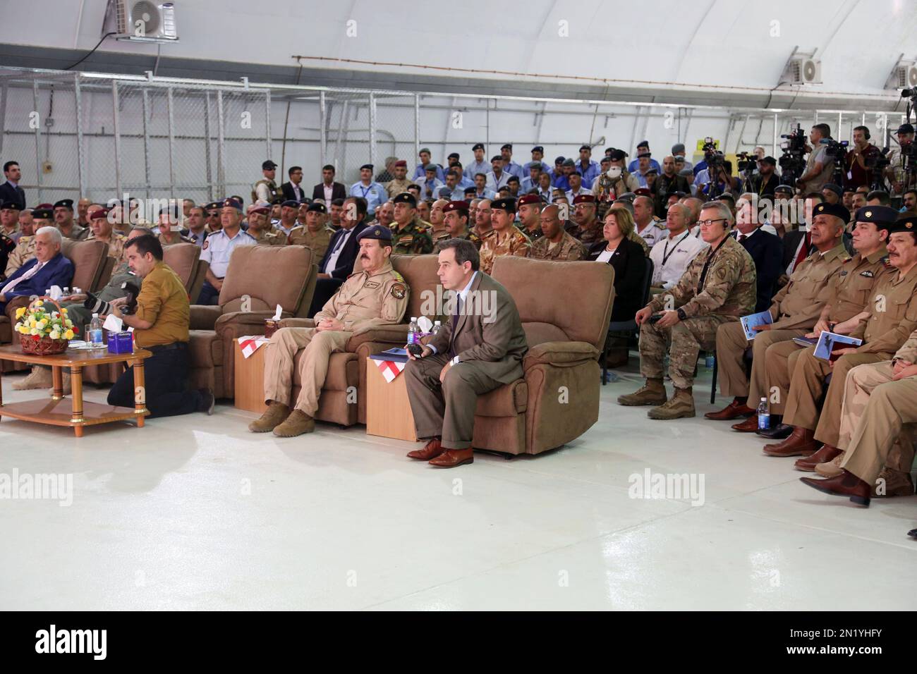 U.S. Ambassador to Iraq, Stuart E. Jones, center, attends the delivery ...