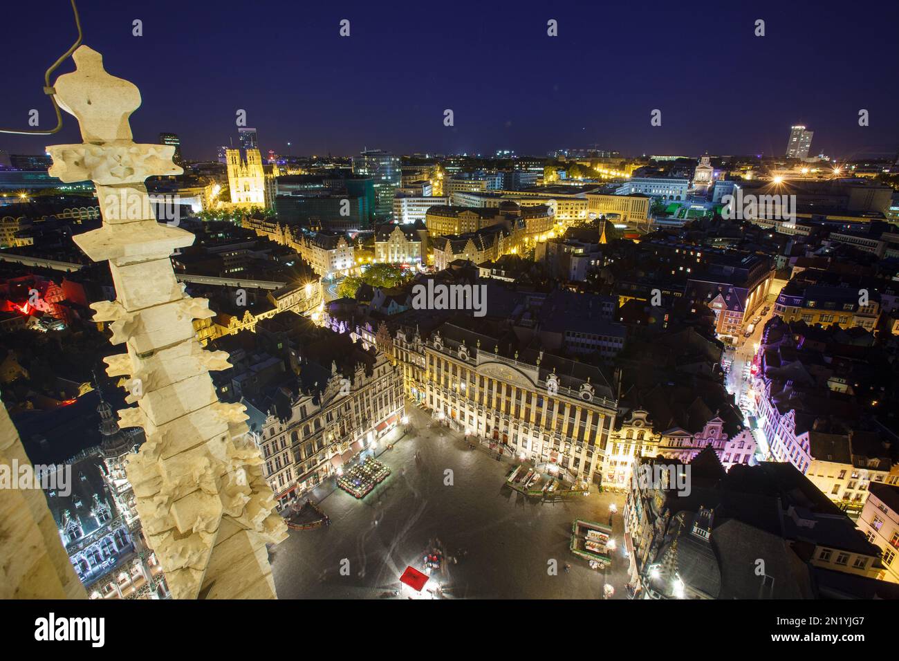 Brussels by night from the roofs Stock Photo - Alamy