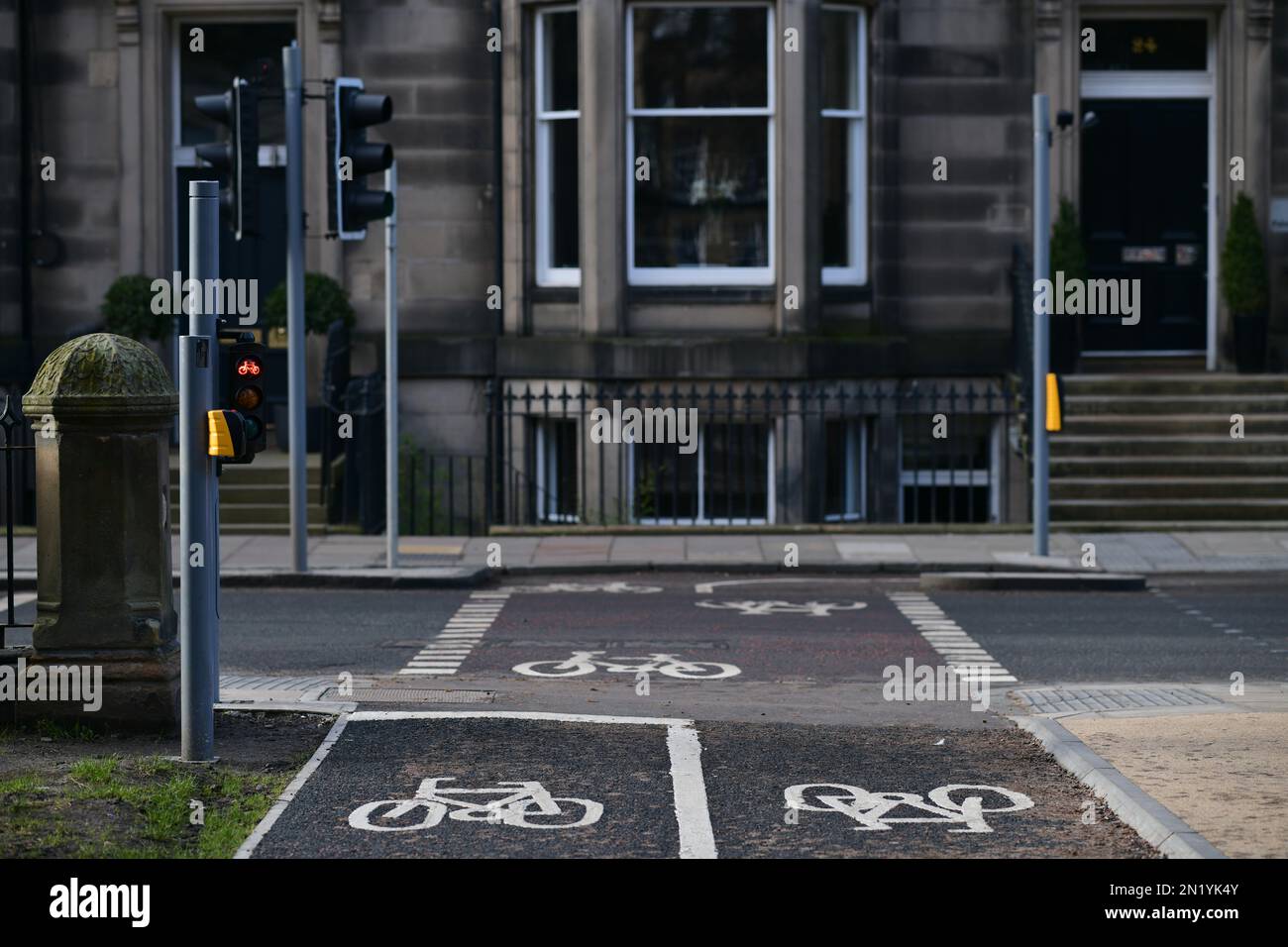 Edinburgh Scotland, UK 06 February 2023. General view of the cycle lane ...