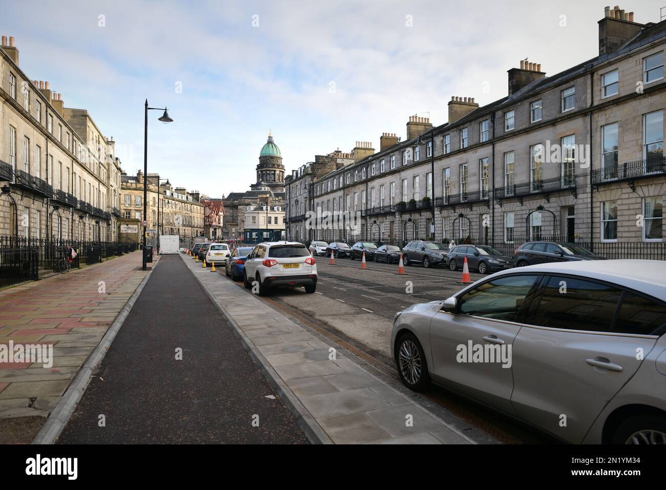 Edinburgh Scotland, UK 06 February 2023. General view of the cycle lane ...