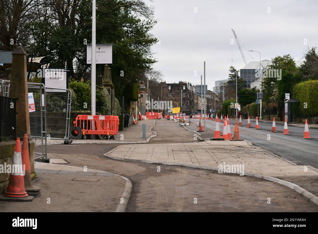Edinburgh Scotland, UK 06 February 2023. General view of the cycle lane ...