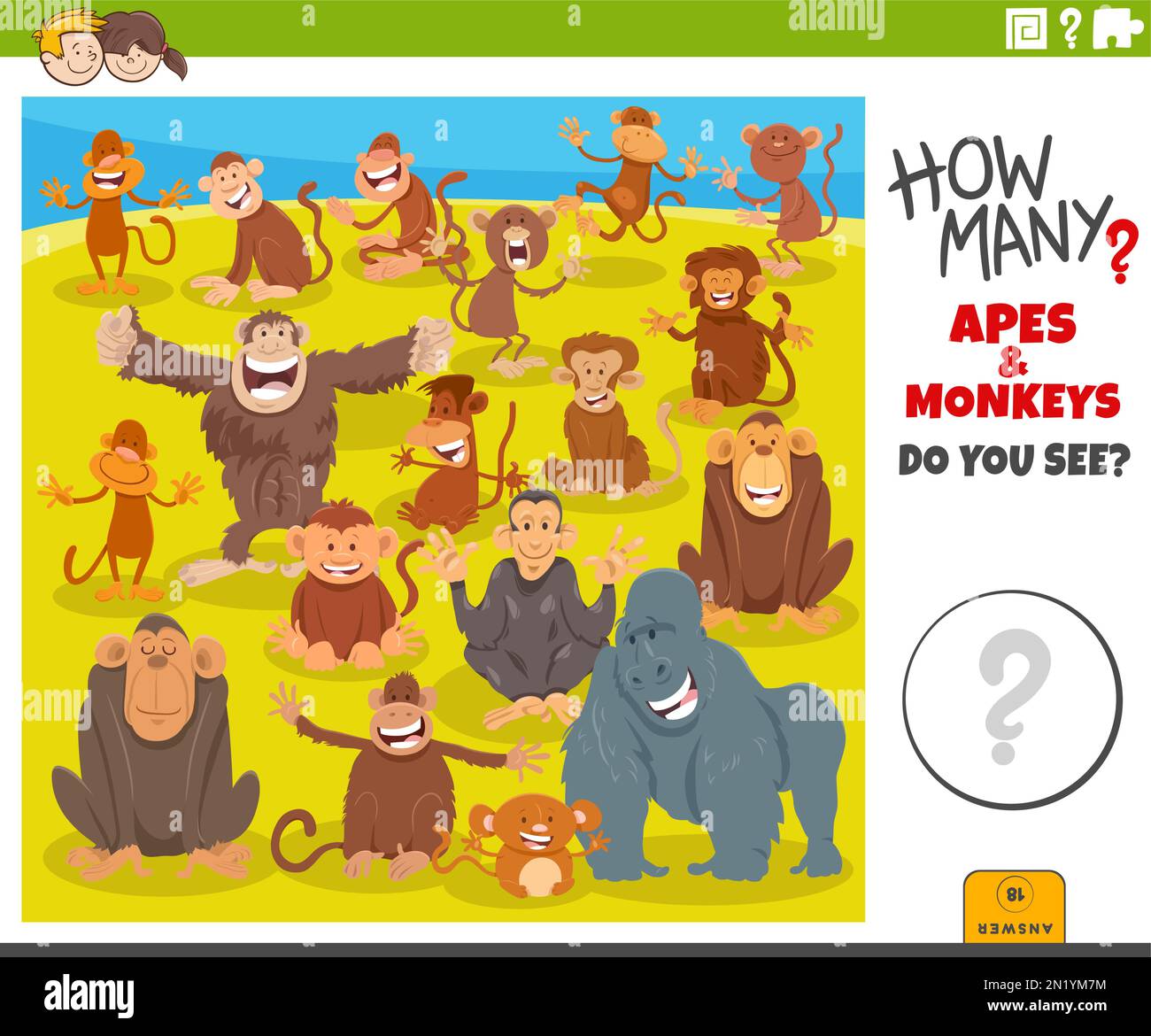 Illustration of educational counting game for children with cartoon ...