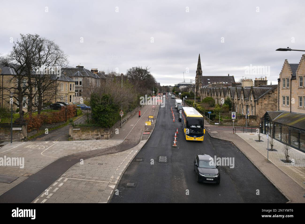 Edinburgh Scotland, UK 06 February 2023. General view of the cycle lane ...