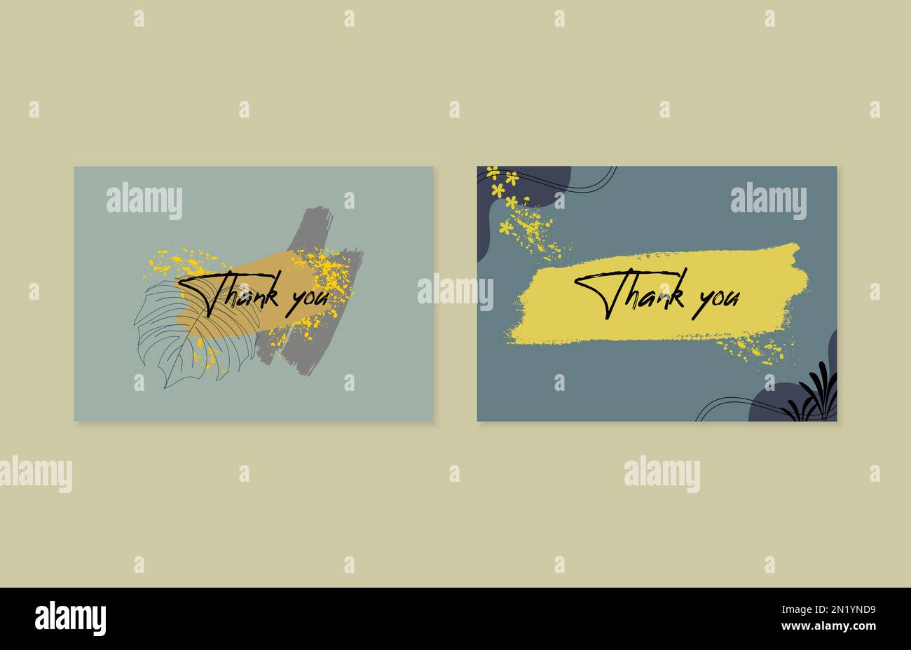 Template card brush ink and tropical leaf botanical modern art with ...