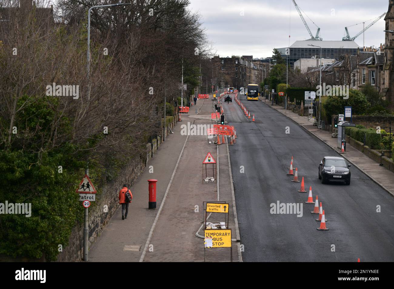 Edinburgh Scotland, UK 06 February 2023. General view of the cycle lane ...