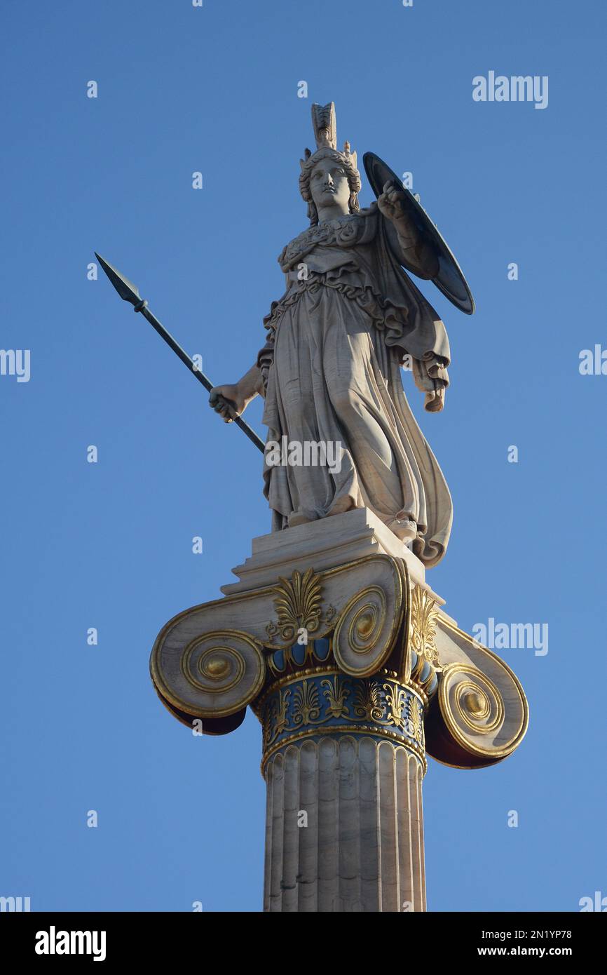 Athens statue on pillar Stock Photo - Alamy
