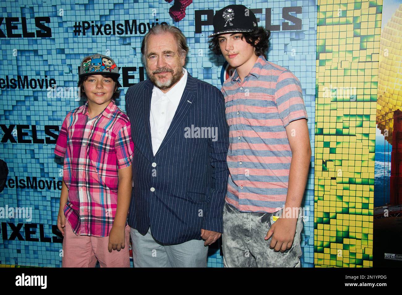 Brian Cox and his children attend the world premiere of "Pixels" at ...