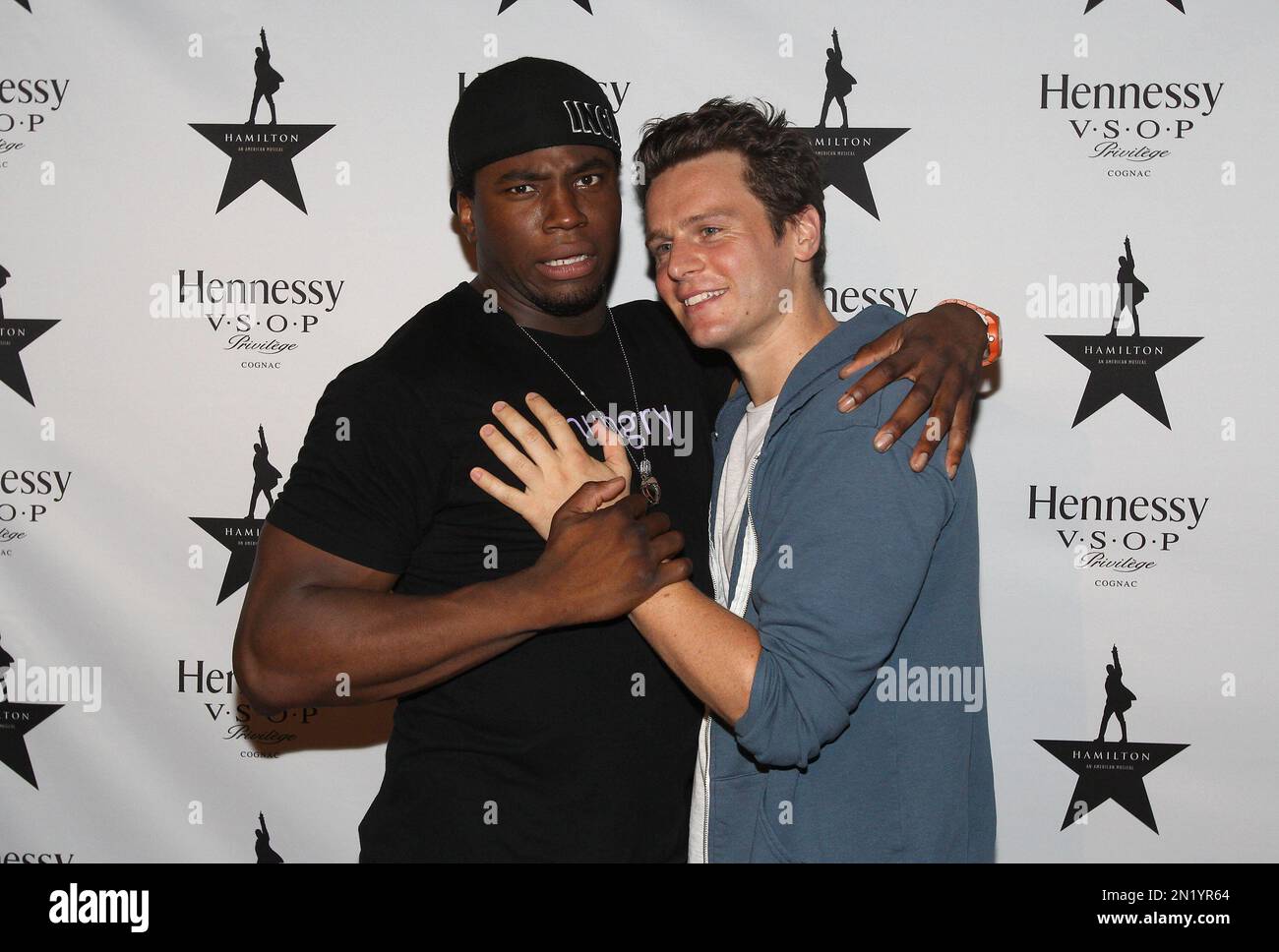 Actors Okieriete Onaodowan and Jonathan Groff are seen at Hennessy V.S ...