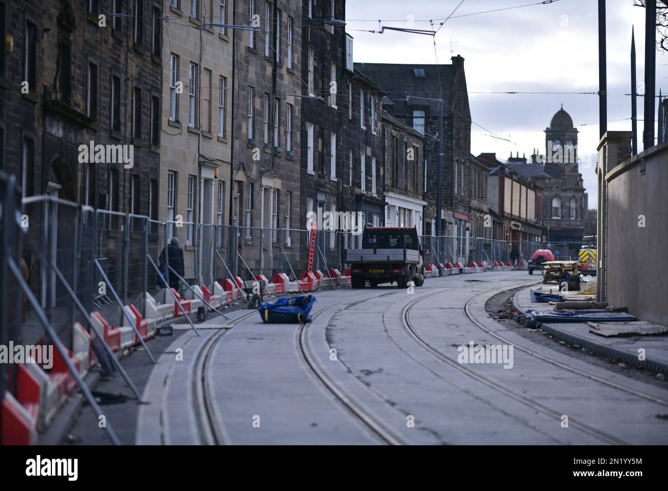 Edinburgh Scotland, UK 06 February 2023. General view of the tram line ...