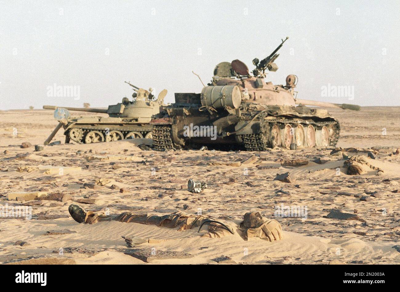 FILE In this March 23, 1987 file photo, the body of a Libyan tank ...
