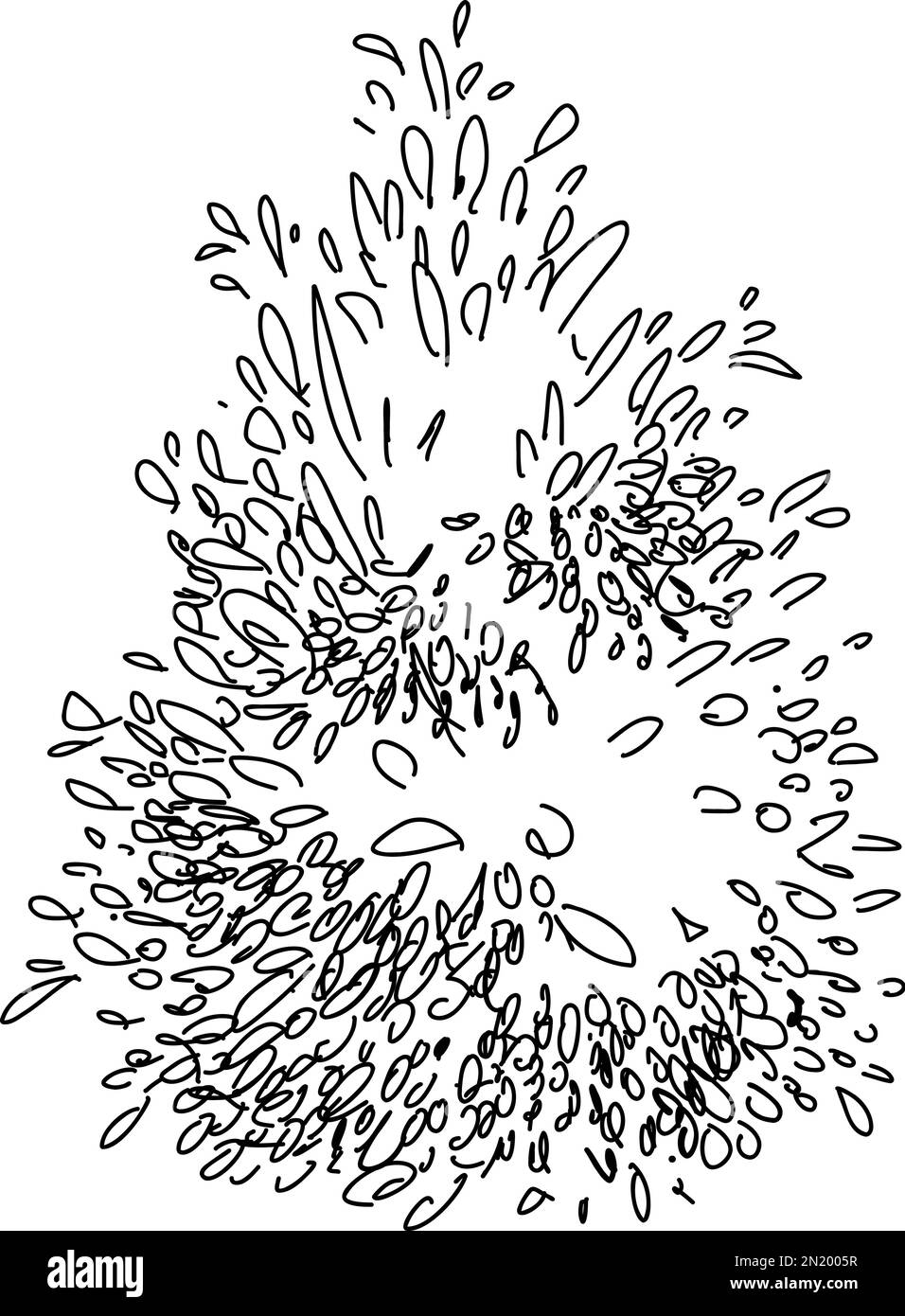 Plant bush forest icon outline, hand drawn vector. Garden drawing Stock ...