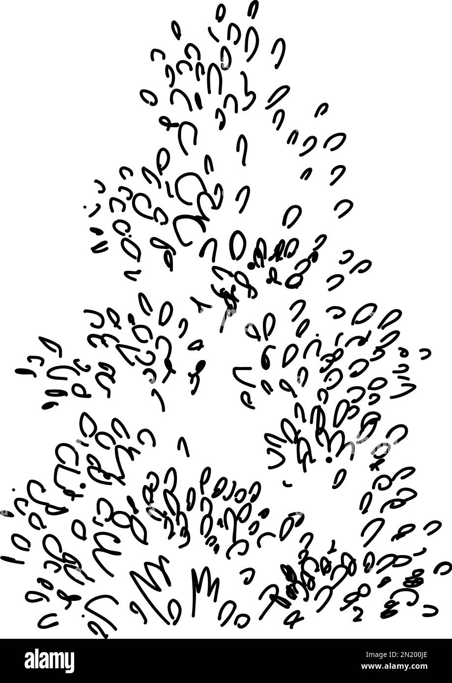 Plant bush forest icon outline, hand drawn vector. Garden drawing Stock ...