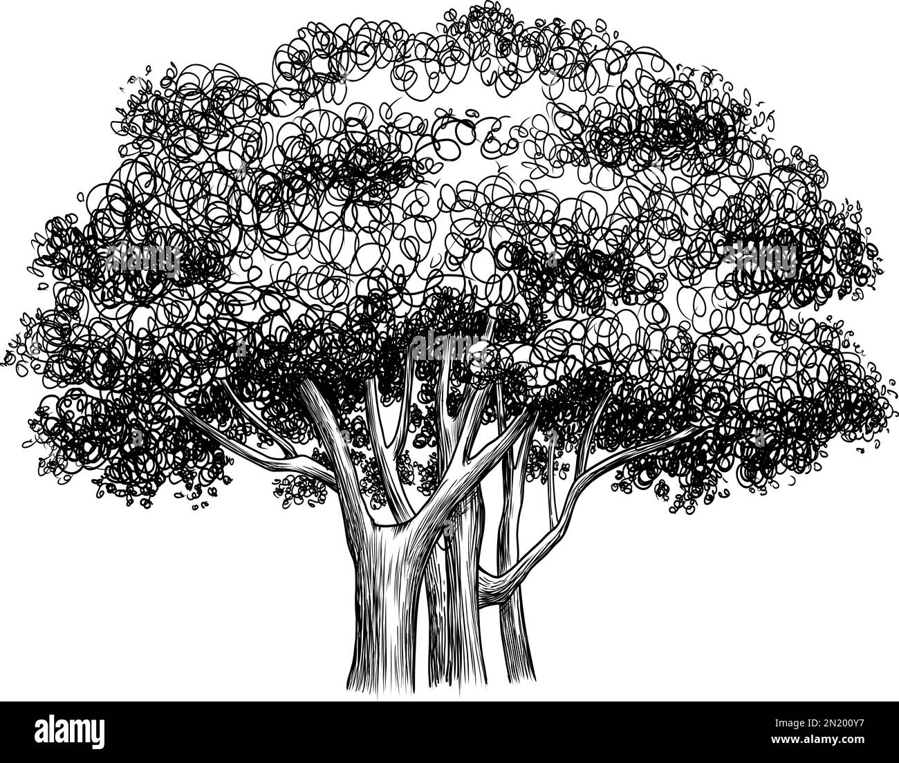 Plant tree forest icon outline, hand drawn vector. Garden drawing Stock ...