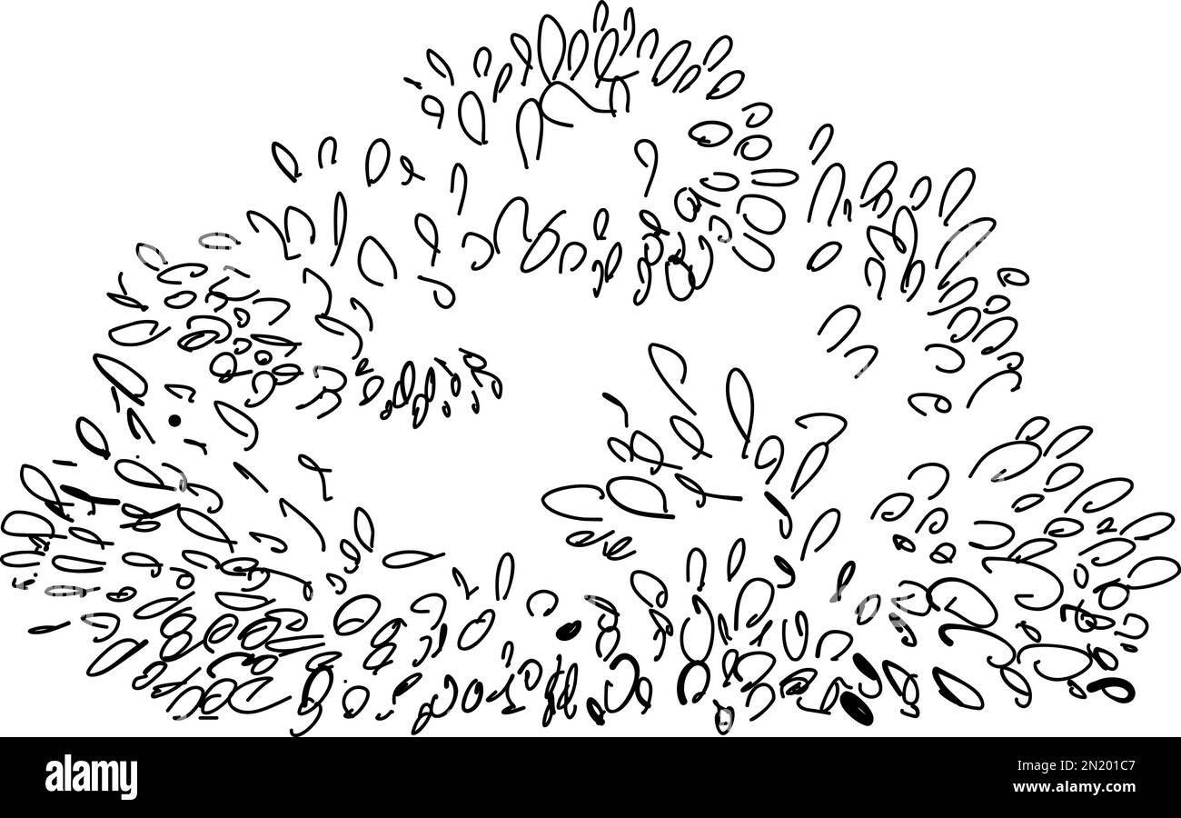 Plant bush forest icon outline, hand drawn vector. Garden drawing Stock ...