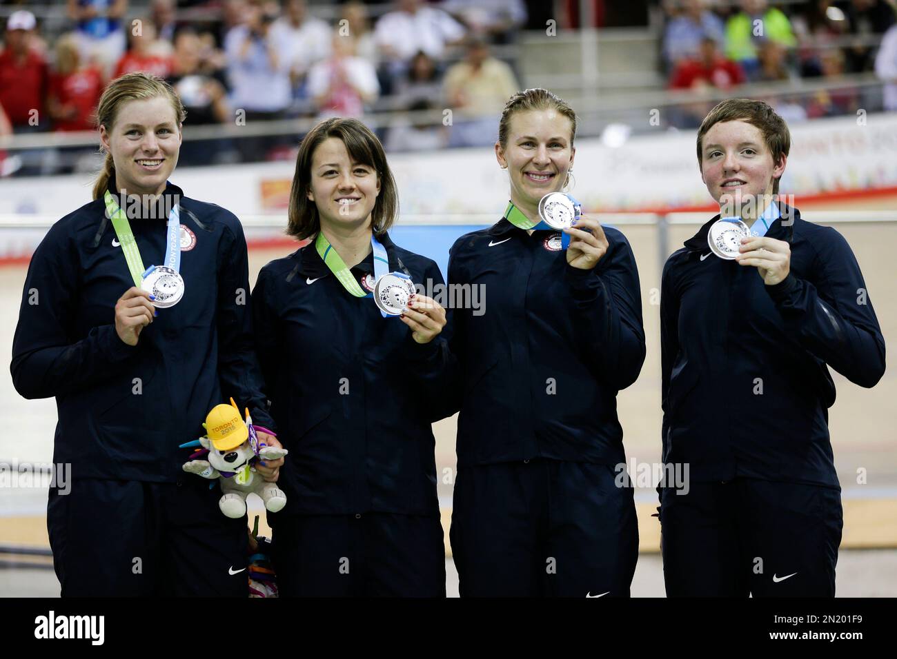 United States' cycling team from left, Jennifer Valente, Ruth Winder ...