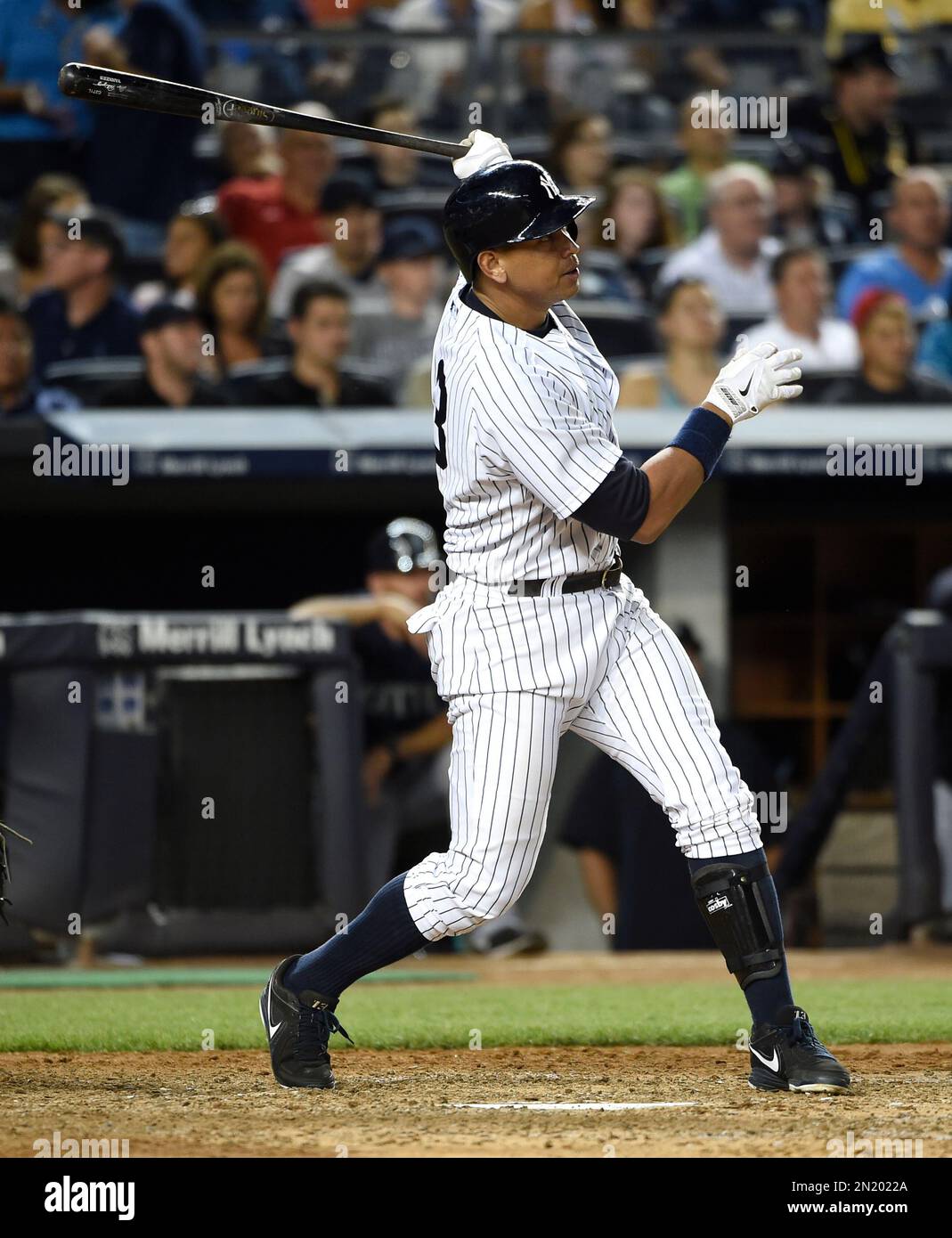 New York Yankees designated hitter Alex Rodriguez watches his solo home ...