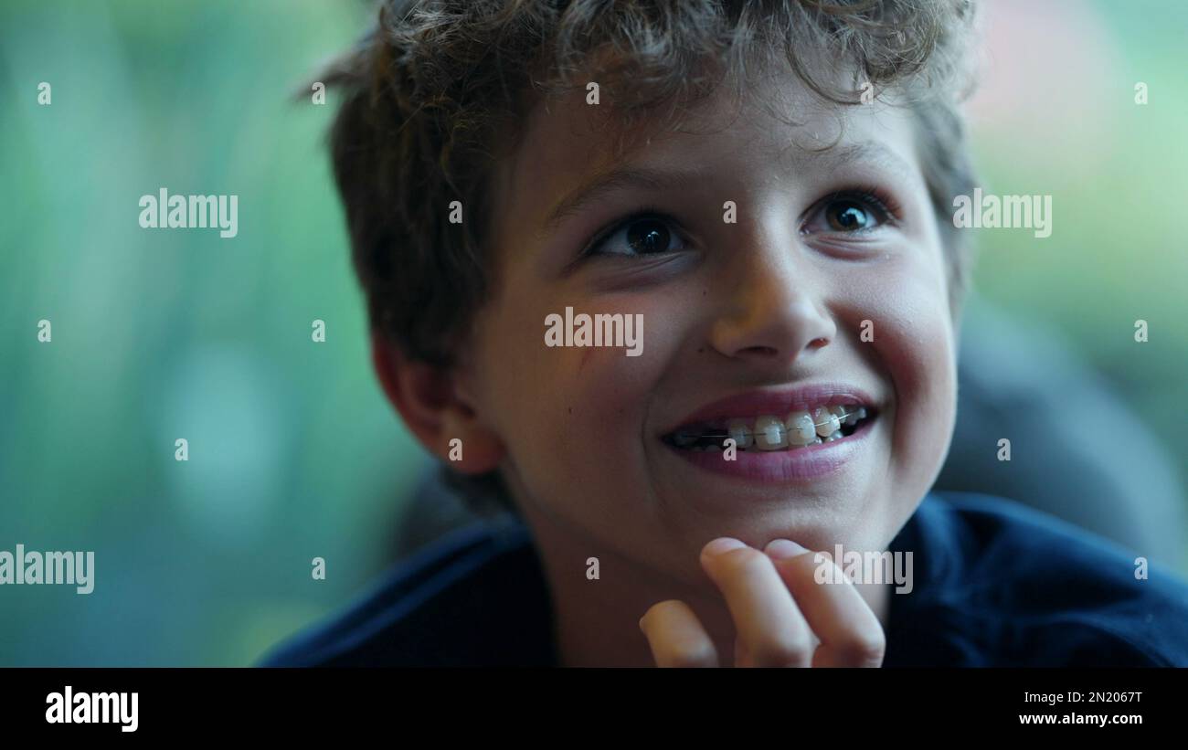 One handsome young boy portrait face happy kid closeup Stock Photo - Alamy