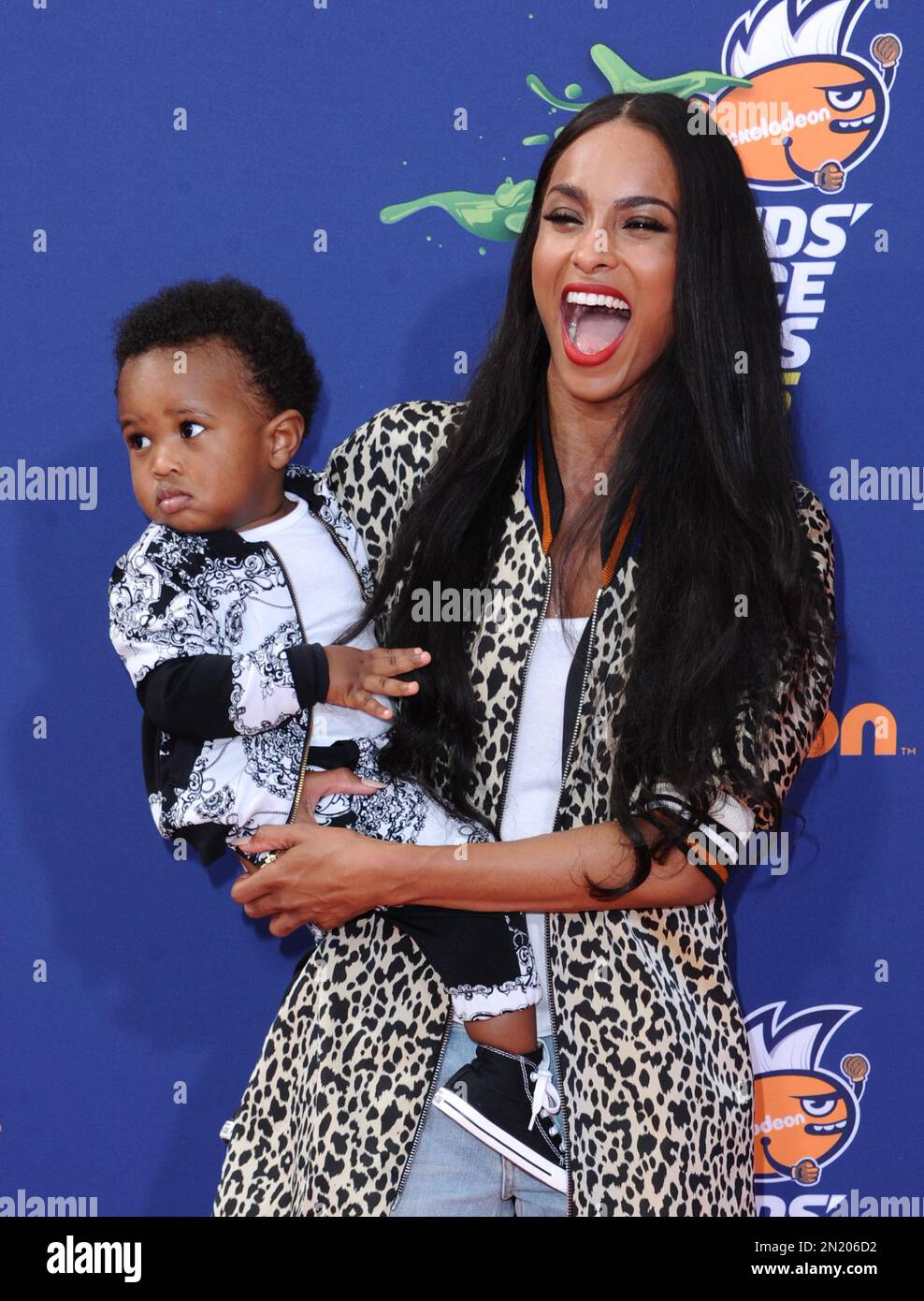 Ciara, right, and Future Zahir Wilburn arrive at the 2015 Kids' Choice ...