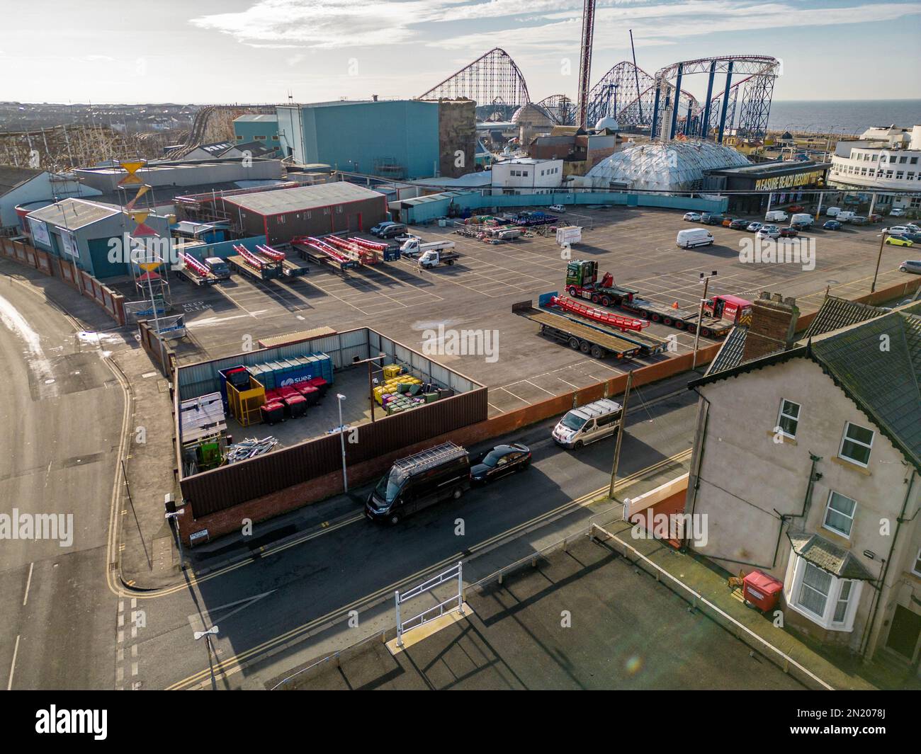 Blackpool Pleasure Beach BPB Aerial Update closed season 2023, Inc Big ...