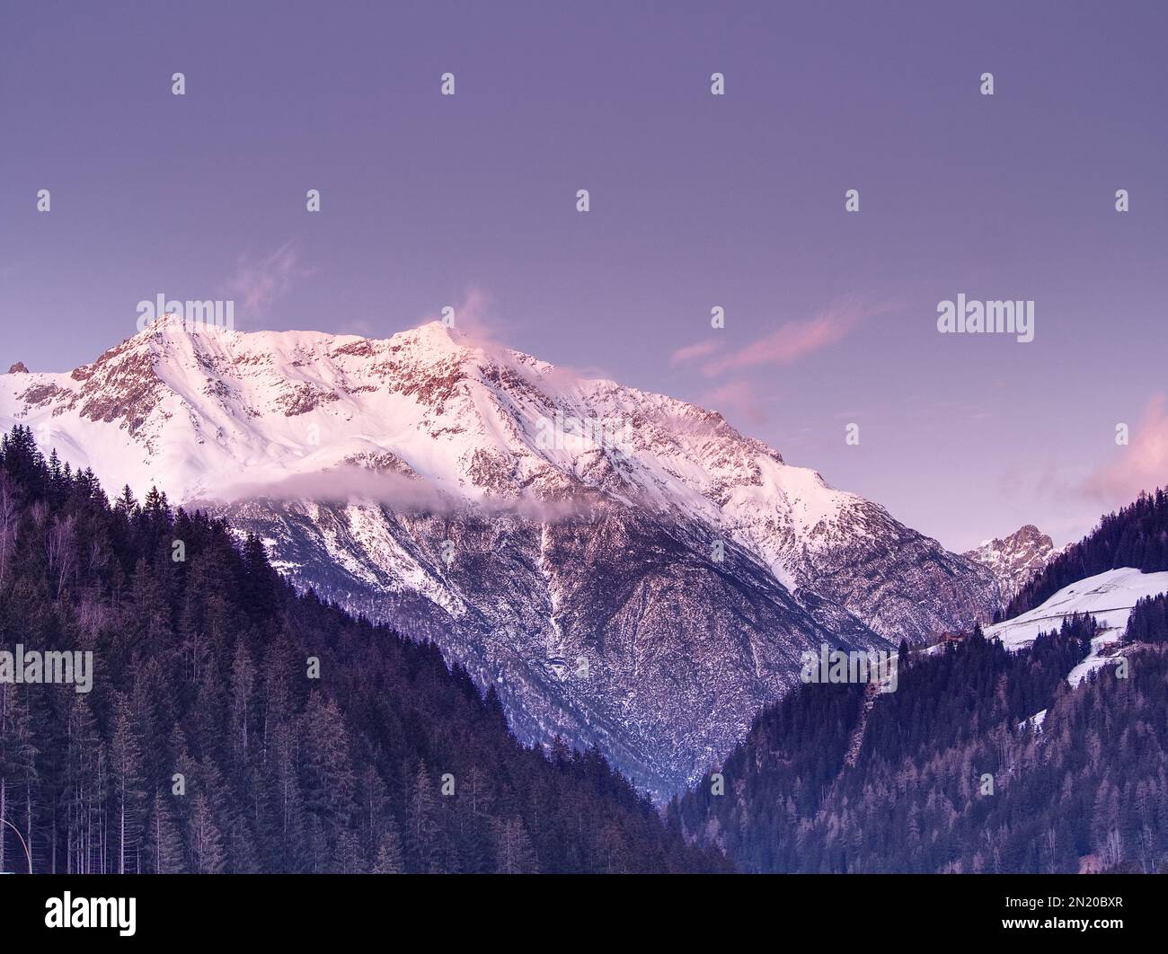 Alpine mountain landscapes in dusk colours, Gries, Austria Stock Photo ...